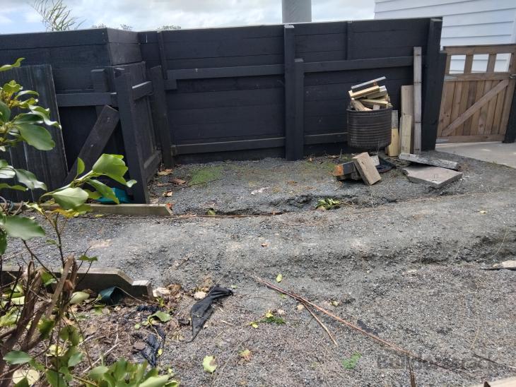 Concrete base for shed, and path around shed (#1181083) | Builderscrack