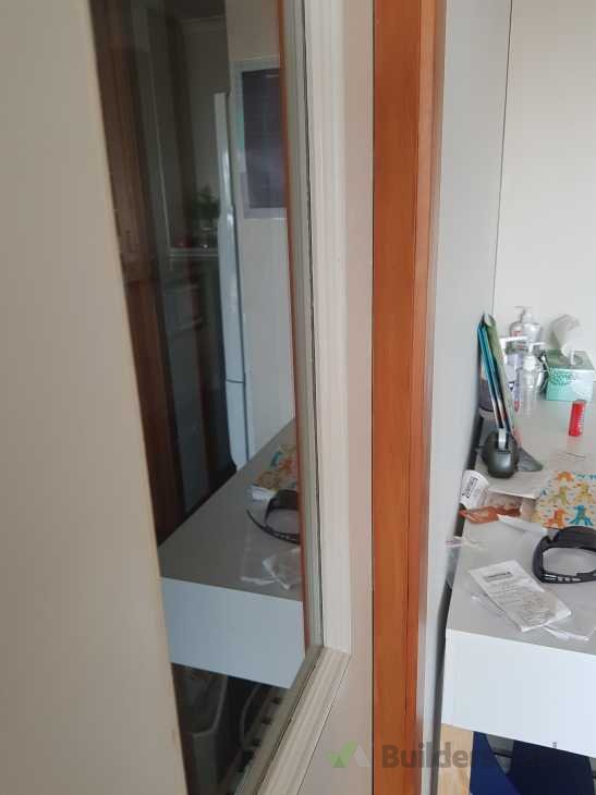 Internal sliding door clashing with skirting and needs repair (or ...