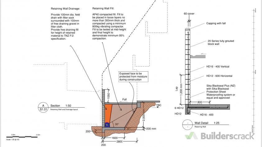 Demo and rebuild of retaining wall + drainage (#405642) | Builderscrack